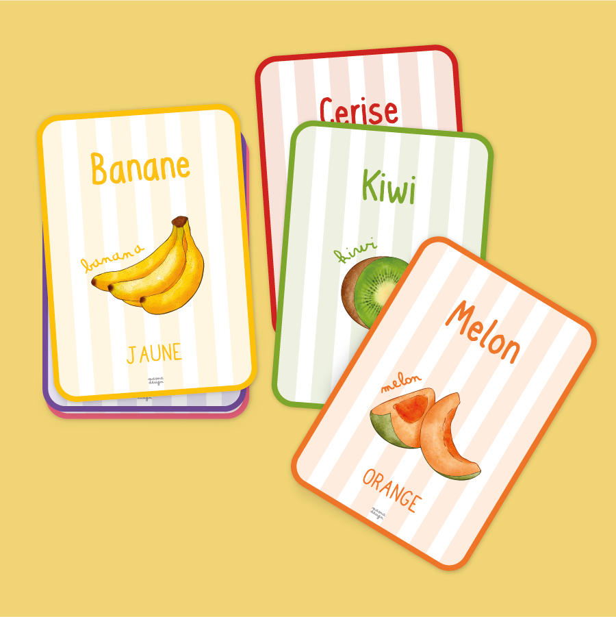 Cartes d'apprentissage pour enfants - Les fruits - Maona Design